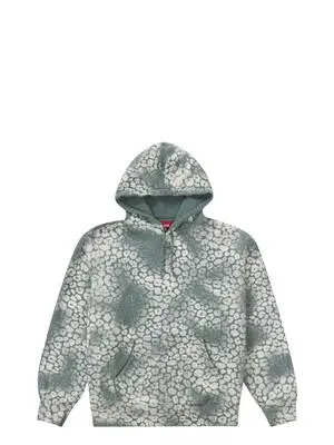 Supreme Bleached Leopard Hooded Sweatshirt Dusty Teal
