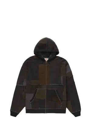 Supreme Patchwork Zip Up Hooded Sweater - Black