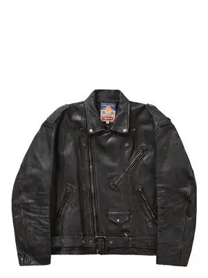 Supreme Painted Leather Motorcycle Jacket - Black