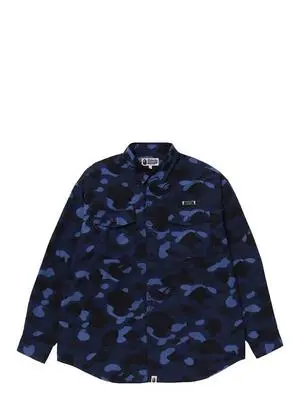 A BATHING APE Camo Cpo Shirt - Navy Blue