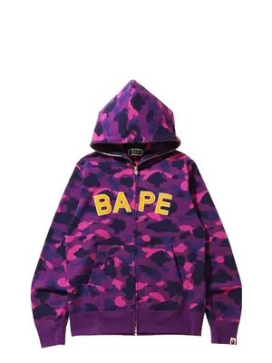 A BATHING APE Camo Full Zip Hoodie - Purple