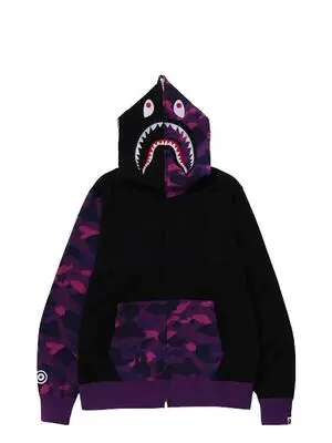A BATHING APE Camo Shark Full Zip Hoodie - Purple