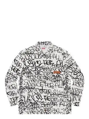 Supreme X Comme Des Garcons Shirt Printed Chore Coat - White