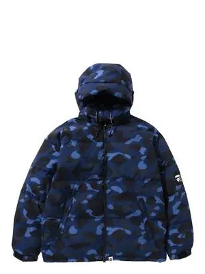 A BATHING APE Camo Relaxed Fit Down Jacket - Navy Blue