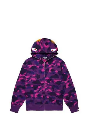 A BATHING APE Camo Shark Full Zip Hoodie - Purple