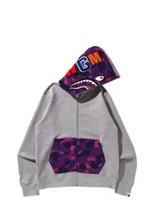 A BATHING APE Camo Shark Full Zip Hoodie - Gray