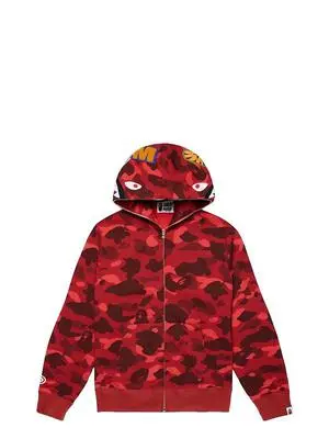 A BATHING APE Camo Shark Full-zip Hoodie - Red