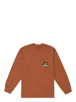 Supreme Cat Long Sleeve Pocket Tee Shirt - Rust