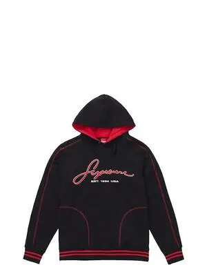 Supreme Contrast Embroidered Hooded Sweatshirt - Black