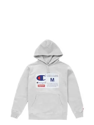 Supreme Champion Label Hooded Sweatshirt - Ash Grey