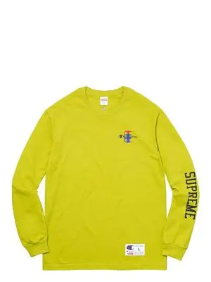 Supreme Champion Stacked C Long Sleeve Tee Shirt - Bright Green