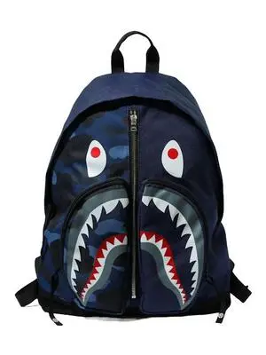 A BATHING APE Camo Shark Day Backpack - Navy Blue