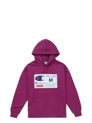 Supreme Champion Label Hooded Sweatshirt - Bright Purple
