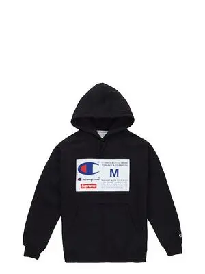 Supreme Champion Label Hooded Sweatshirt - Black