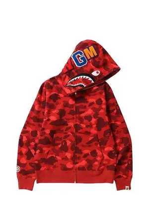 A BATHING APE Camo Shark Full Zip Hoodie - Red