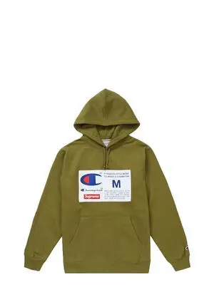 Supreme Champion Label Hooded Sweatshirt - Olive