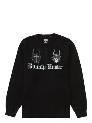 Supreme Bounty Hunter Thermal Henley Long Sleeve Top - Black