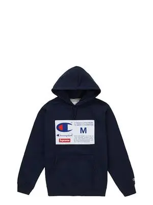 Supreme Champion Label Hooded Sweatshirt - Navy Blue
