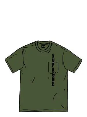 Supreme Contrast Stitch Pocket Tee Shirt - Green