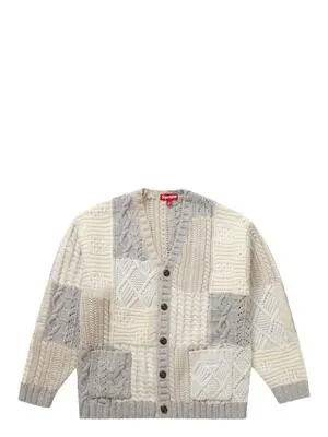 Supreme Patchwork Cable Knit Cardigan - Ivory