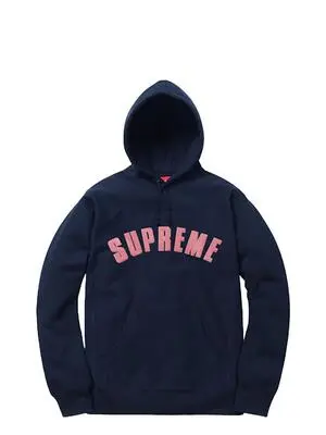 Supreme Chenille Arc Logo Hooded Sweatshirt - Navy Blue