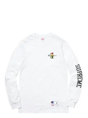 Supreme Champion Stacked C Long Sleeve Tee Shirt - White