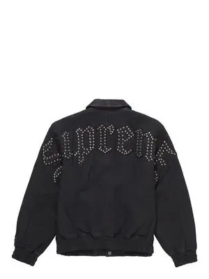 Supreme Pebbled Leather Varsity Jacket - Black