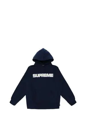 Supreme Perforated Leather Hooded Sweatshirt - Navy Blue