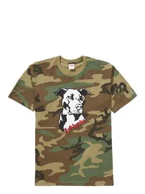 Supreme Pitbull Tee Shirt - Woodland Camo