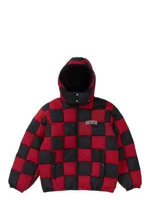 Supreme Checkerboard Puffy Jacket - Dark Red