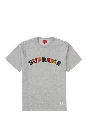 Supreme Plaid Applique Short Sleeve Top Heather Grey