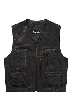Supreme Patchwork Leather Cargo Vest - Black