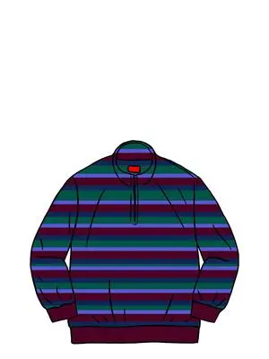 Supreme Stripe Velour Half Zip Pullover - Purple