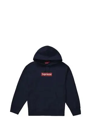 Supreme Swarovski Box Logo Hooded Sweatshirt Navy Blue