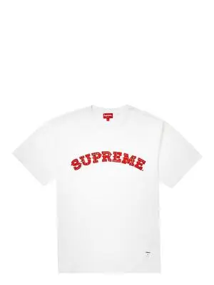 Supreme Plaid Applique Short Sleeve Top White