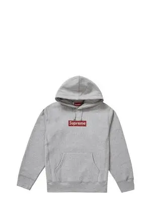 Supreme Swarovski Box Logo Hooded Sweatshirt Heather Grey