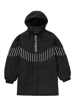 Supreme Pinstripe Panel Sports Parka Jacket - Black