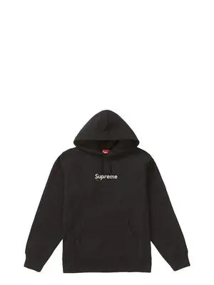 Supreme Swarovski Box Logo Hooded Sweatshirt Black