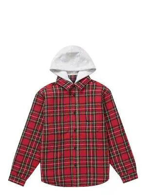 Supreme Tartan Flannel Hooded Shirt - Red