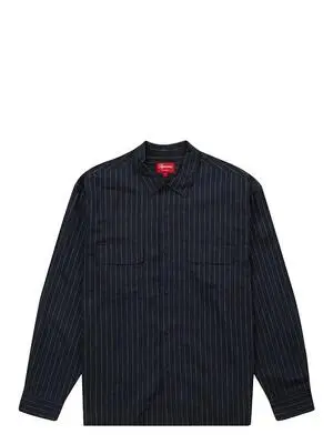 Supreme Pinstripe Linen Shirt - Navy Blue