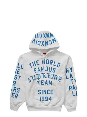 Supreme Team Flocked Hooded Sweatshirt - White