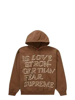 Supreme Stronger Than Fear Hooded Sweatshirt Olive Brown