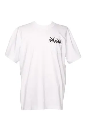 KAWS X Sacai Embroidery Tee Shirt - White X Black