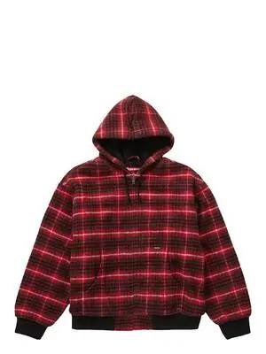 Supreme Plaid Wool Hooded Work Jacket - Red