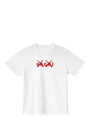 KAWS X Sacai Flock Print T-shirt - White/red