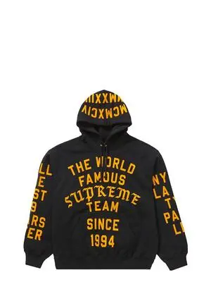 Supreme Team Flocked Hooded Sweatshirt - Black