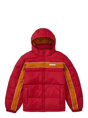 Supreme Stripe Panel Down Jacket - Burgundy