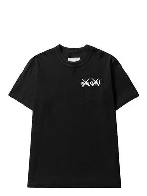 KAWS X Sacai Embroidery T-shirt - Black White