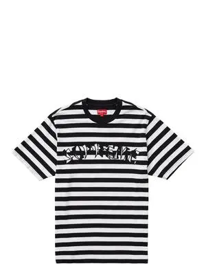 Supreme Stripe Applique Short Sleeve Top - Black