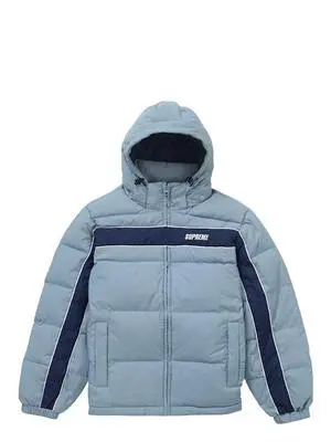 Supreme Stripe Panel Down Jacket - Light Blue